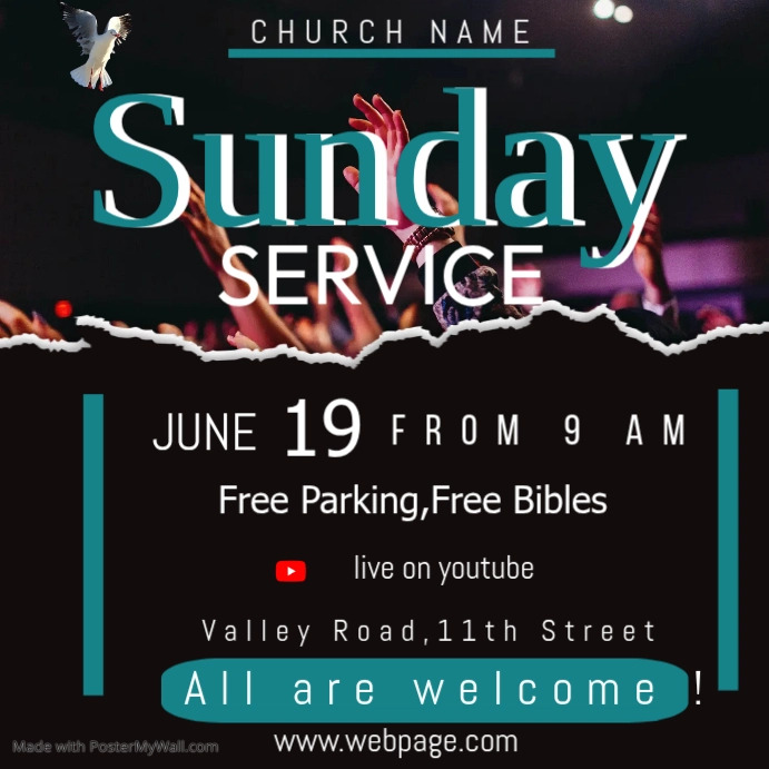 Sunday service poster Template | PosterMyWall
