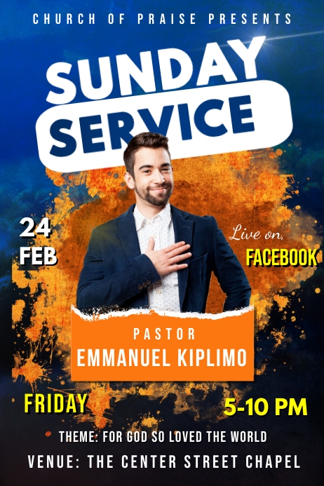 Sunday Service poster/flyer Template | PosterMyWall