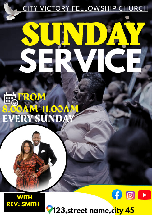 Sunday service poster template | PosterMyWall