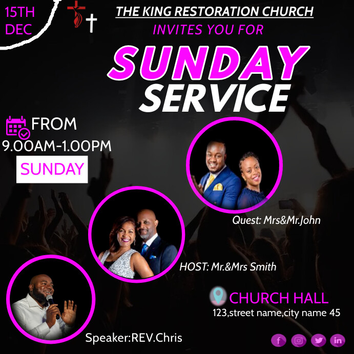 Plantilla de Sunday service poster template | PosterMyWall