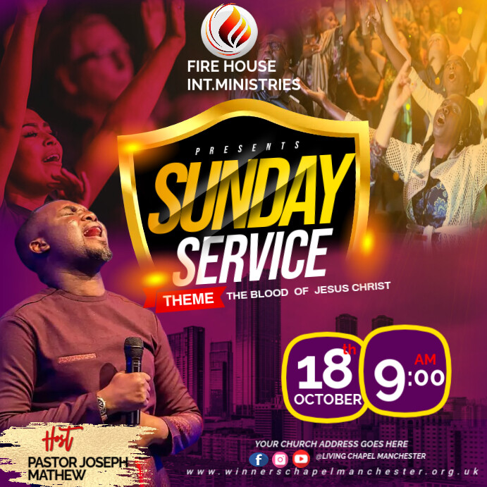 SUNDAY SERVICE TEMPLATE | PosterMyWall
