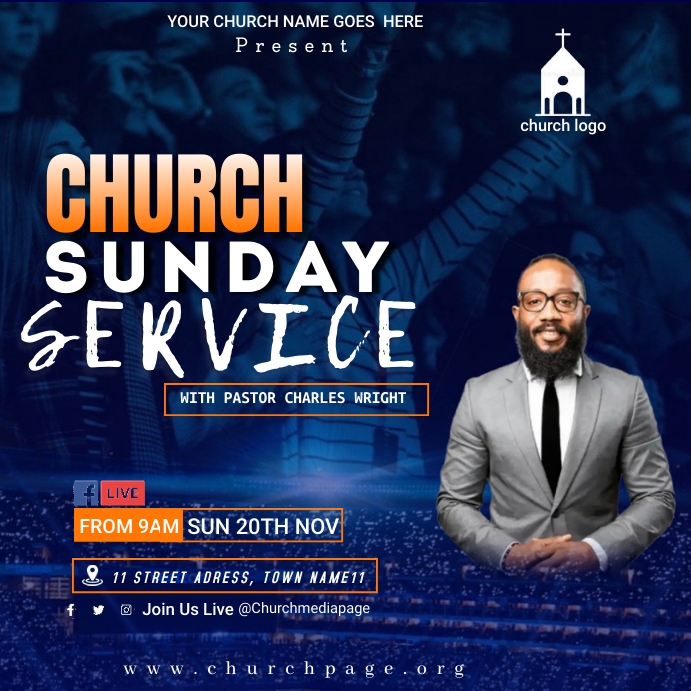Copy of sunday service template | PosterMyWall