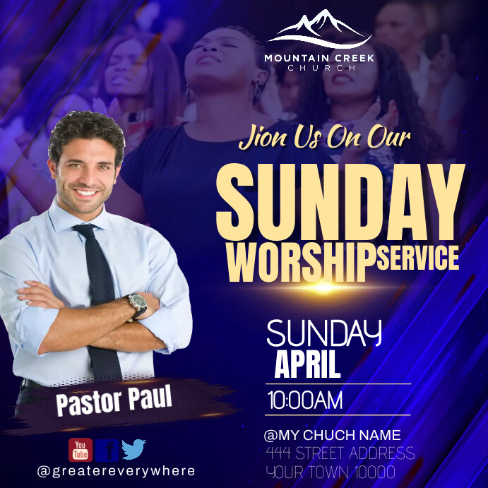 Sunday service template | PosterMyWall