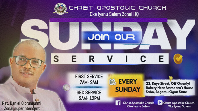 sunday service thumbnail template | PosterMyWall