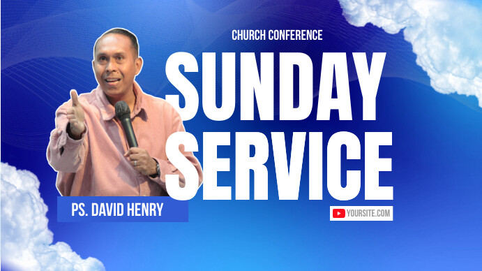 Sunday Service Thumbnail Youtube Blue Gradien Template | PosterMyWall