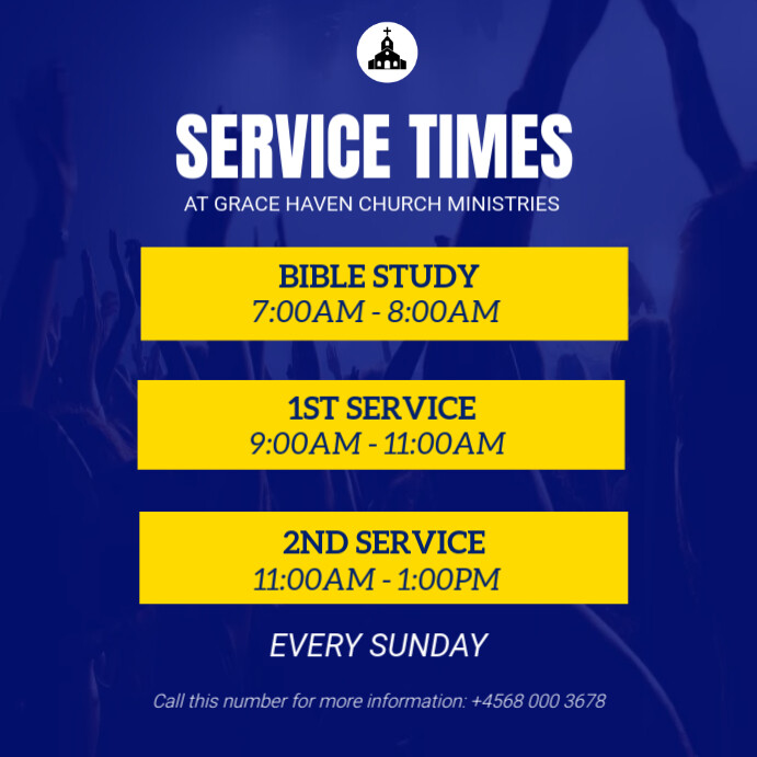 Sunday service times poster template | PosterMyWall