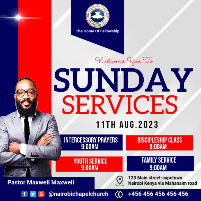 Sunday service welcome flyer card Template | PosterMyWall