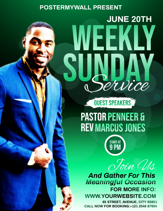 Sunday Service Worship Advert Template | PosterMyWall