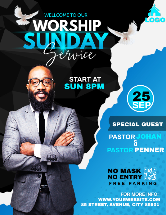 Sunday Service Worship Advert Template | PosterMyWall