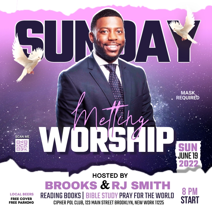 Sunday Service Worship Advert Template | PosterMyWall