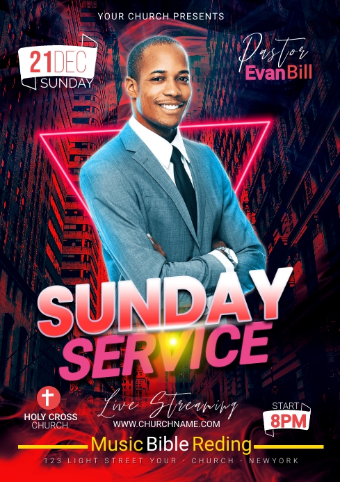 Sunday Service Worship Night Template | PosterMyWall