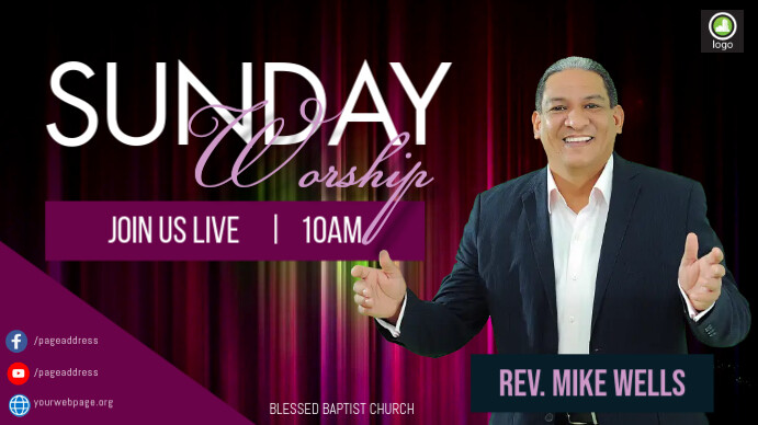 sunday service youtube thumbnail Template | PosterMyWall