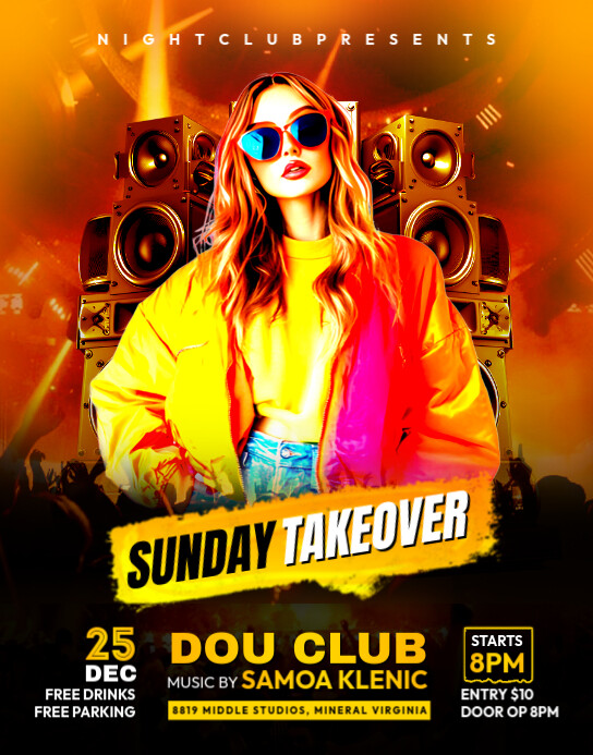 Sunday takeover night party Template | PosterMyWall