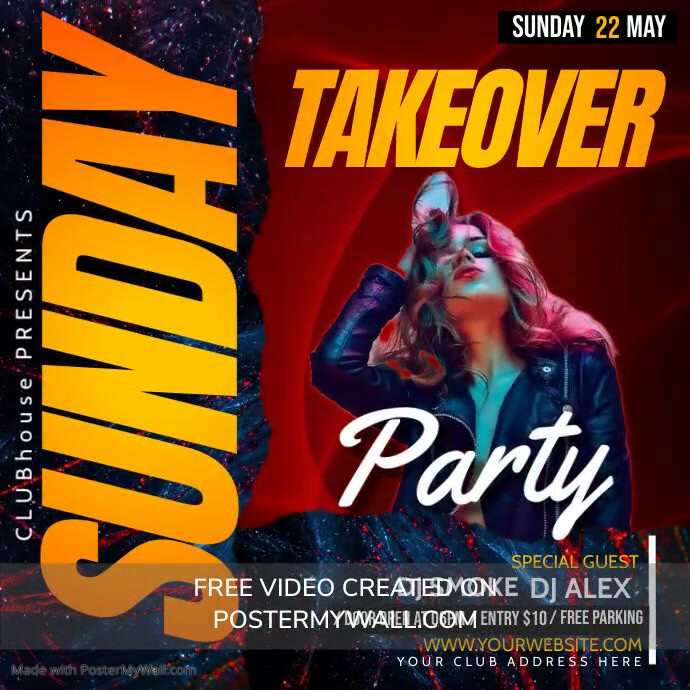 sunday takeover night party Template | PosterMyWall