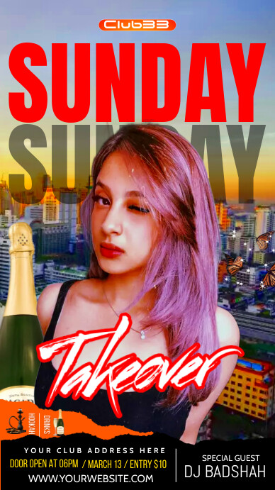 sunday takeover night party flyer Template | PosterMyWall
