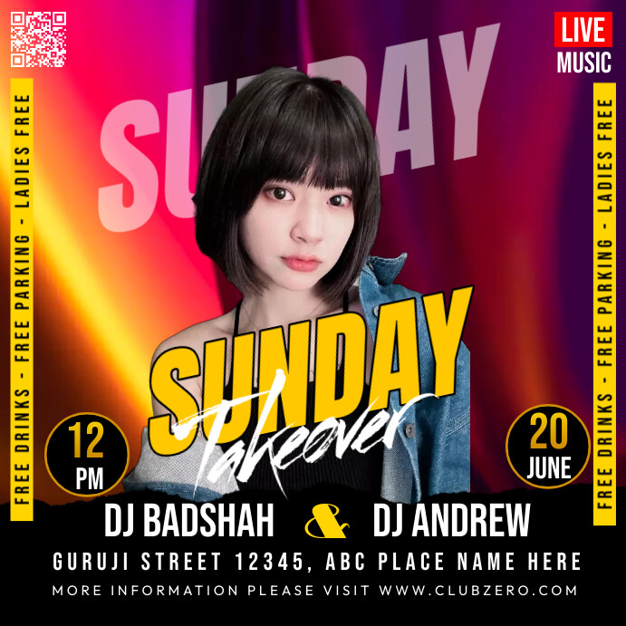 sunday takeover party club dj bar night Template | PosterMyWall