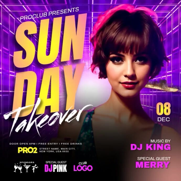 Sunday Takeover Party Template | PosterMyWall