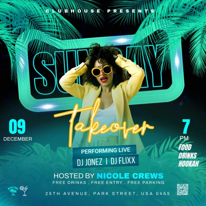 SUNDAY TAKEOVER PARTY FLYER BANNER POSTER Template | PosterMyWall