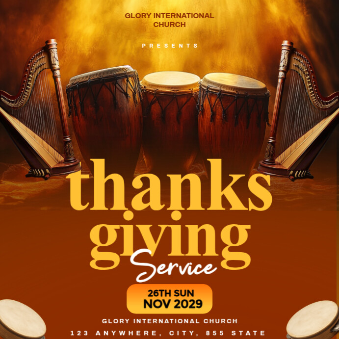 SUNDAY THANKSGIVING SERVICE Template | PosterMyWall