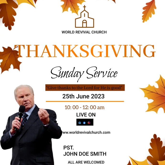 Sunday thanksgiving service Template | PosterMyWall