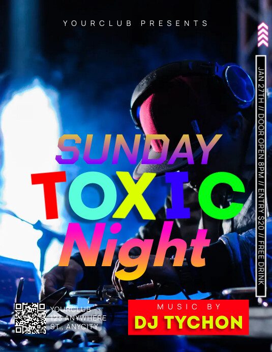 Sunday Toxic Night Party Template | PosterMyWall