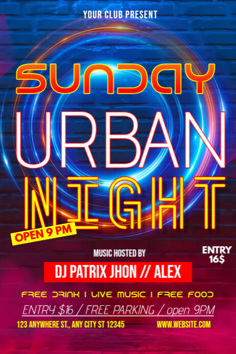 Sunday urban night poster Template | PosterMyWall