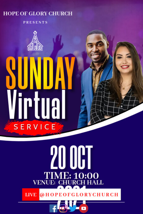 Sunday Virtual service Template | PosterMyWall