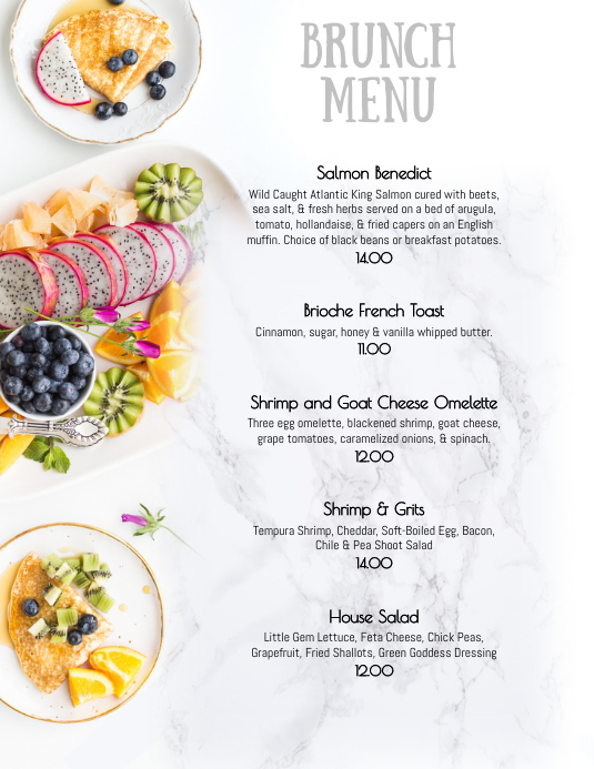 Brunch Menu Template Brunch Menu Template