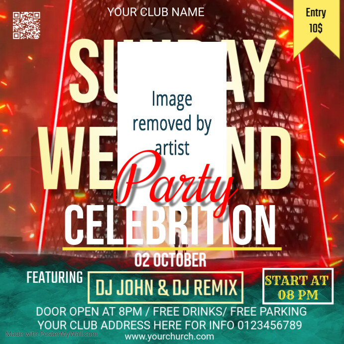 Copy of Sunday weekend party | PosterMyWall