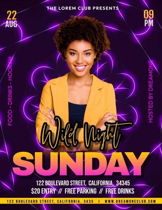 Sunday Wild Night Template | PosterMyWall