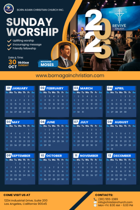 Sunday Worship Church Calendar 2026 Template | PosterMyWall
