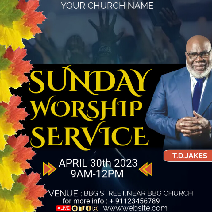 SUNDAY WORSHIP SERCE,SUNDAY SERVICE Template | PosterMyWall