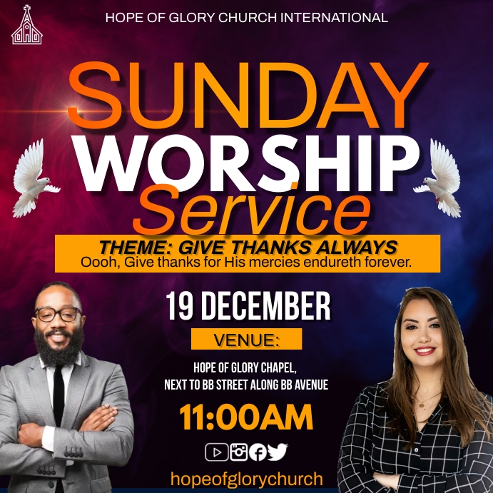 Sunday Worship Service Template | PosterMyWall