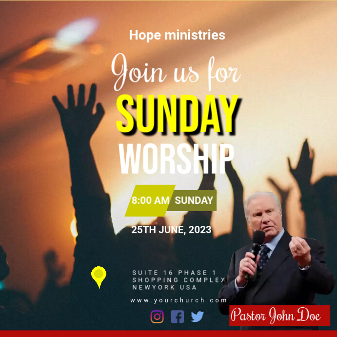 Sunday worship service Templat | PosterMyWall
