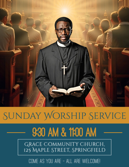 Sunday Worship Service Flyer Template | PosterMyWall
