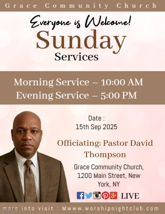 sunday worship services flyer Template | PosterMyWall