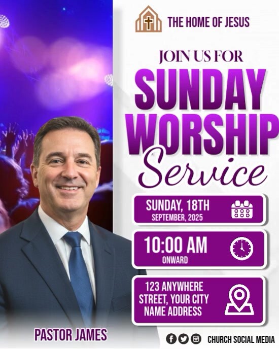 sunday worship services poster Template | PosterMyWall