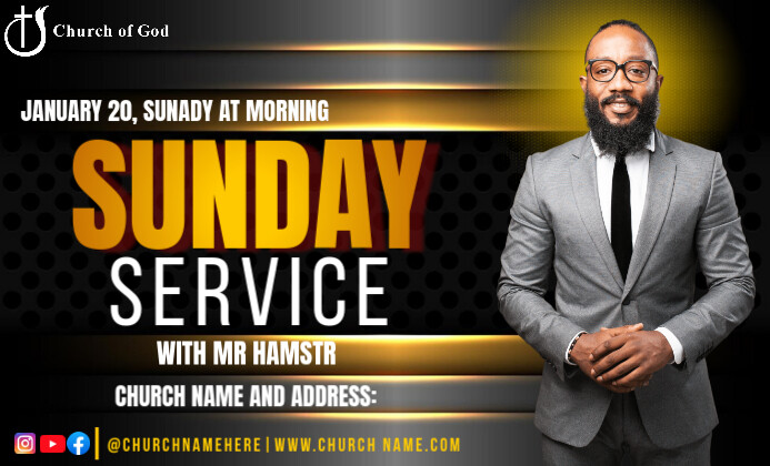 Sundday church service poster, flyer template | PosterMyWall