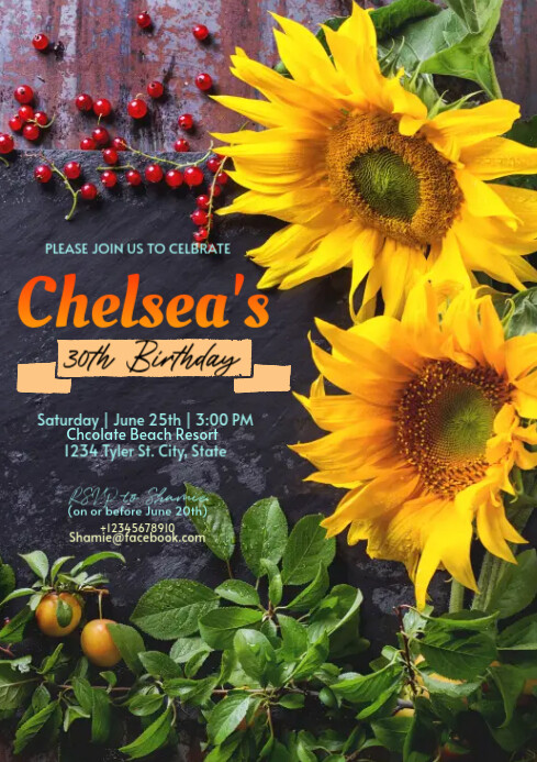 Copy of Sunflower Birthday A4 | PosterMyWall