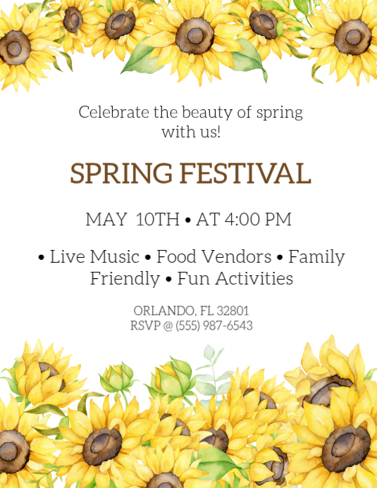sunflower Spring Festival Flyer Template | PosterMyWall