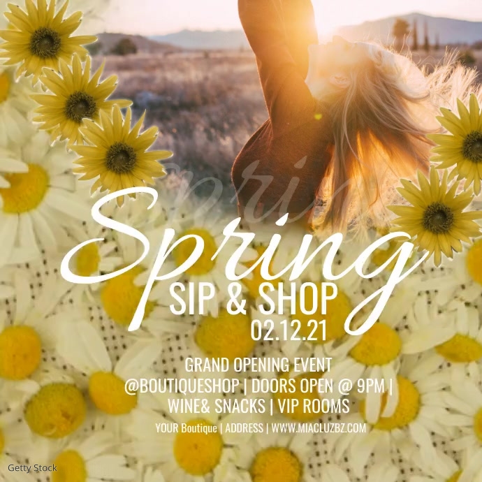 Sunflower Spring Sip and Shop Event Video Ad Template | PosterMyWall