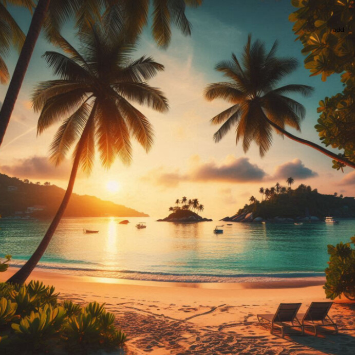 Sunny beach view Template | PosterMyWall