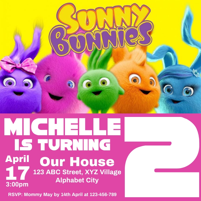 Sunny Bunnies Birthday Invitation Template | PosterMyWall