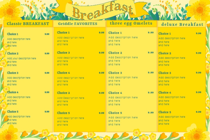Copy of Tri- Fold Breakfast Menu | PosterMyWall