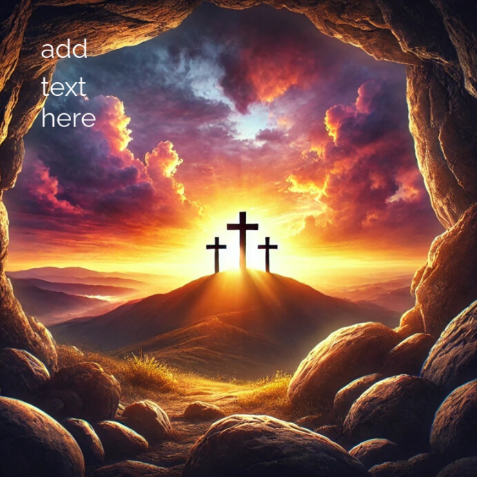 Plantilla de Sunset at Calvary with Three Crosses | PosterMyWall