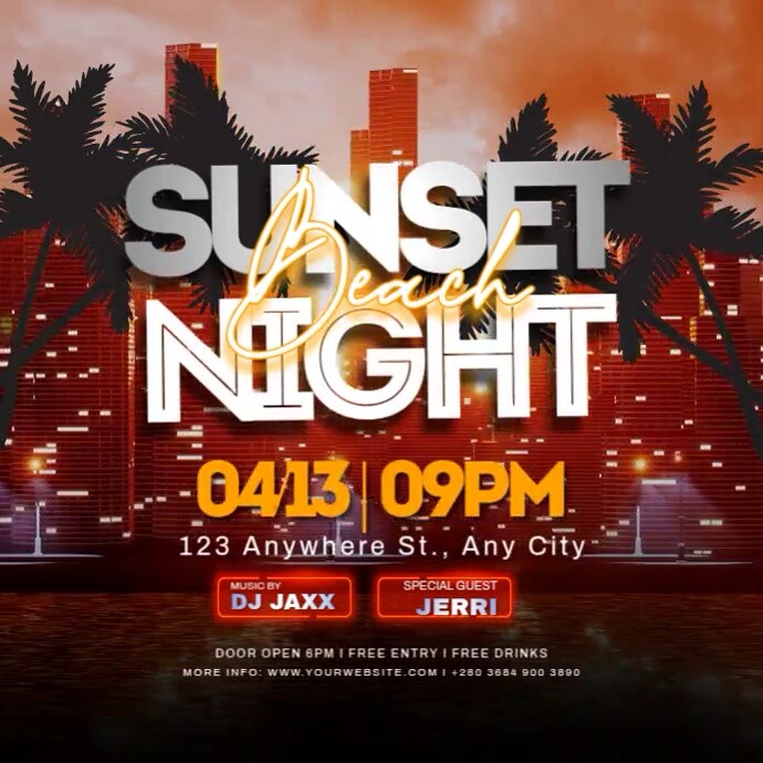 Sunset Beach Night Templat | PosterMyWall