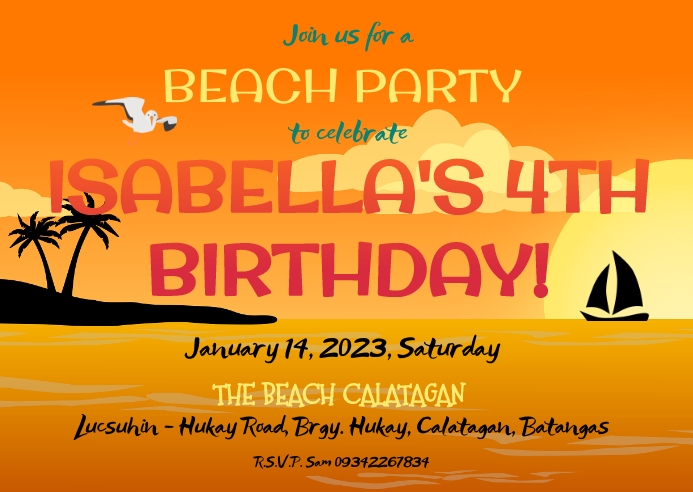 Plantilla de SUNSET BEACH PARTY INVITATION POSTCARD | PosterMyWall