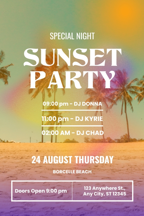 Sunset Party poster Template | PosterMyWall