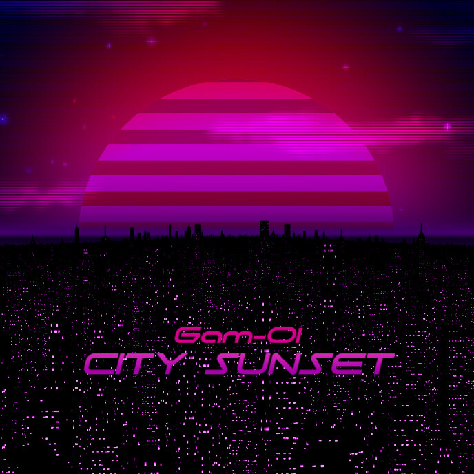 Sunset Retro City 80's CD Cover Art Template | PosterMyWall