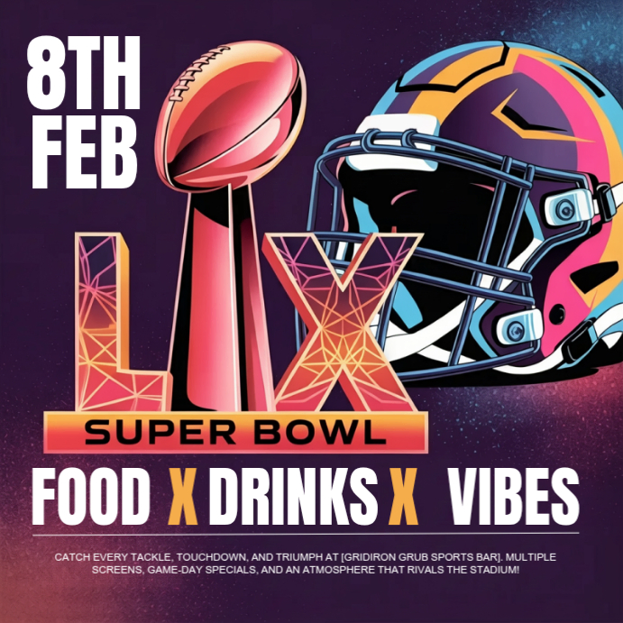 super bowl 2026 flyer. seahawks vs patriots. Template | PosterMyWall
